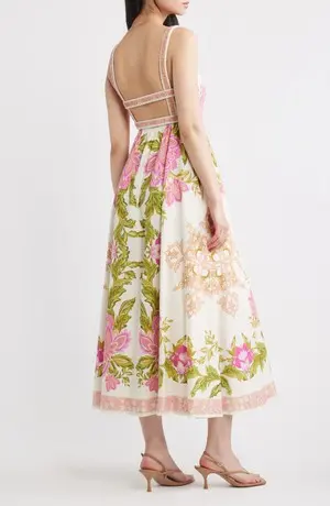 FLYING TOMATO Floral Cotton Square Neck Sundress