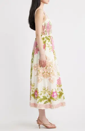FLYING TOMATO Floral Cotton Square Neck Sundress
