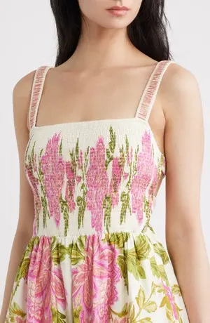 FLYING TOMATO Floral Cotton Square Neck Sundress