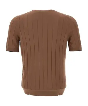 GRAN SASSO Maxi Ribbed Short-sleeve Knitted Sweater
