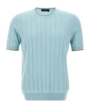 GRAN SASSO Ribbed Short-sleeve Knitted Top