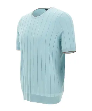 GRAN SASSO Ribbed Short-sleeve Knitted Top