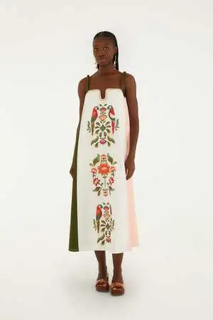 Farm Rio Embroidered Maxi Dress With Sweetheart Neckline