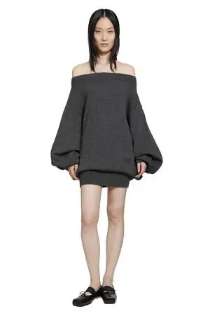 MAISON MARGIELA Merino Wool Off-the-shoulder Balloon Sleeve Knit Dress