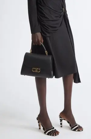 FERRAGAMO Medium Double Gancini Leather Top Handle Bag