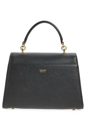 FERRAGAMO Medium Double Gancini Leather Top Handle Bag