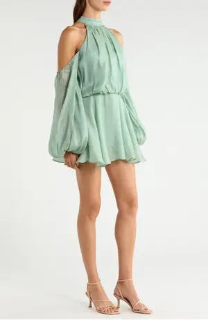 House Of Cb Naima Halter Neck Cold Shoulder Minidress