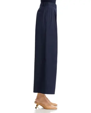 Lafayette 148 New York Cotton Poplin Wide Leg Ankle Pants