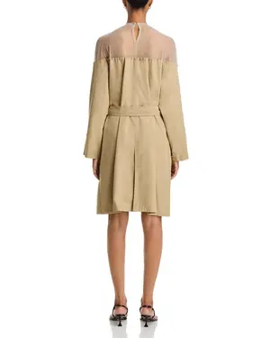 MAISON MARGIELA Cotton Midi Trench Dress With Sheer Yoke