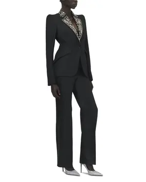 Alexander McQueen Bead & Crystal Embroidered Lapel Single Breasted Jacket