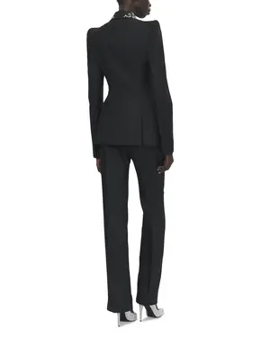 Alexander McQueen Bead & Crystal Embroidered Lapel Single Breasted Jacket