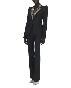 Alexander McQueen Bead & Crystal Embroidered Lapel Single Breasted Jacket