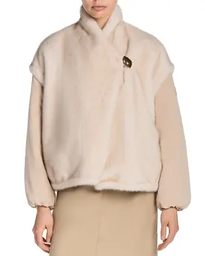 Moncler Chardonneret Reversible Jacket With Detachable Sleeves - Beige