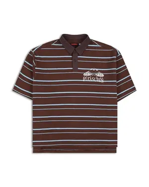 PLEASURES Teleport Logo Graphic Boxy Polo Shirt