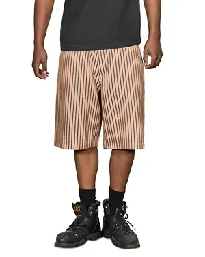 PLEASURES 7 Cat Mirror Stripe Shorts - Beige