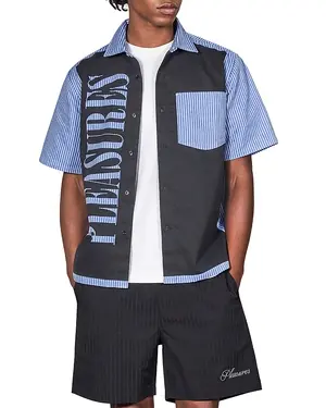 PLEASURES Onyx Block Logo Pocket Shirt - Blue