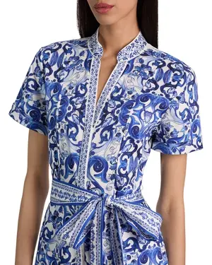 Alice + Olivia Lucy Roll Sleeve Midi Shirt Dress