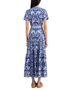 Alice + Olivia Lucy Roll Sleeve Midi Shirt Dress