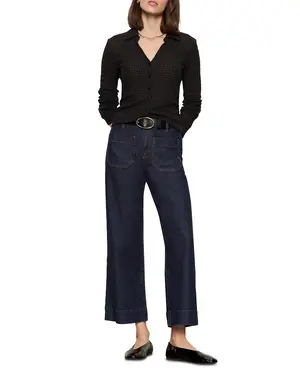 Sanctuary Juno Textured Button Front Top - Black