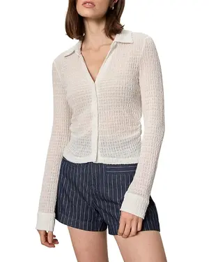 Sanctuary Juno Textured Button Front Top - Chalk