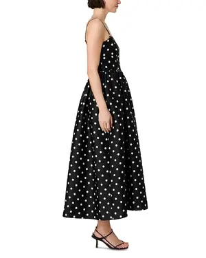 French Connection Aria Structured Taffeta Polka Dot Strapless Midi Dress