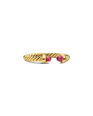 David Yurman Micro Cablespira Flex Open Ring - Ruby/gold