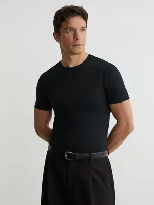 REISS Brad Air-water Cotton Muscle-fit T-shirt - Navy
