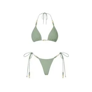 DECOLET THE LABEL Embellished Triangle Bikini - Green