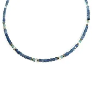 RACHEL NATHAN Beaded Santa Maria Aquamarine & Amazonite Necklace With Gold-filled Accents - Blue