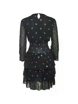 Maje Swiss-dot Floral Embroidered Tiered Mini Dress
