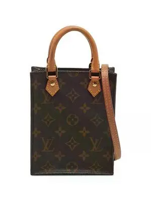 LOUIS VUITTON Petit Sac Plat Monogram Tote Bag - Brown