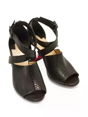 CHRISTIAN LOUBOUTIN Snakeskin-embossed Ankle-strap Block Heel Sandals