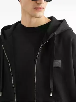 Dolce & Gabbana Cotton Hooded Sweatshirt With Logo Plate