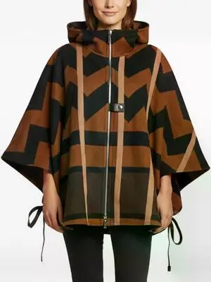 LOUIS VUITTON Wool Geometric-print Hooded Cape