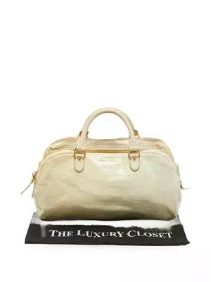 Miu Miu Croc-embossed Triple Zip Satchel Bag