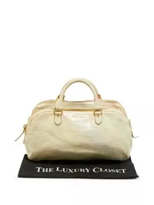 Miu Miu Croc-embossed Triple Zip Satchel Bag