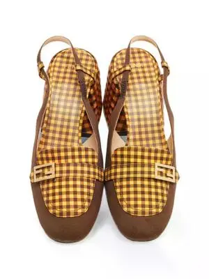 Fendi Promenade Gingham Slingback Pumps