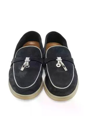 Loro Piana Summer Charms Suede Loafers - Blue