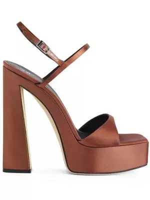 GIUSEPPE ZANOTTI Sylvy Satin Platform Sandals - Brown