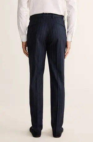 Mango Venice Chalk Stripe Slim Fit Virgin Wool Pants