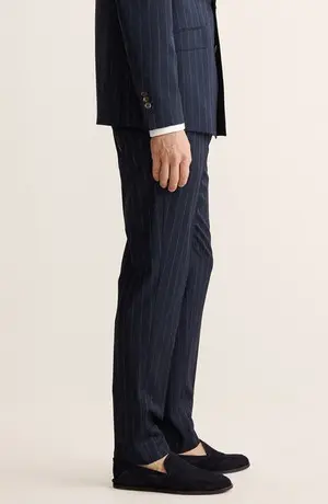 Mango Venice Chalk Stripe Slim Fit Virgin Wool Pants