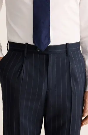 Mango Venice Chalk Stripe Slim Fit Virgin Wool Pants