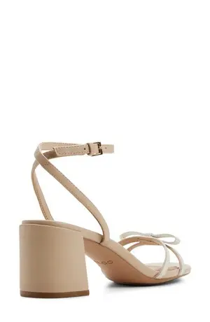 Aldo Boula Sandal With Block Heel And Bow Detailing - Medium Beige