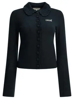 Chloé Polo Sweater With Logo - Blue
