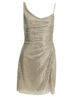 SELF-PORTRAIT Short Dress With Rhinestones - Silver