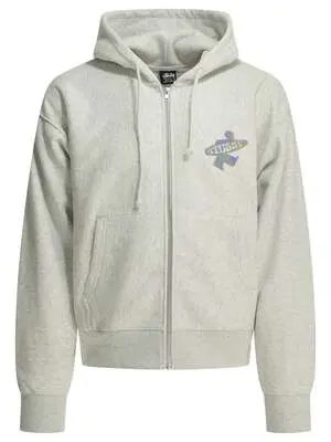 StÜssy Zip Up Hoodie With Embroidered Logo - Grey