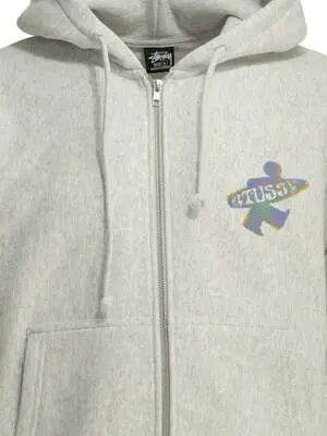 StÜssy Zip Up Hoodie With Embroidered Logo