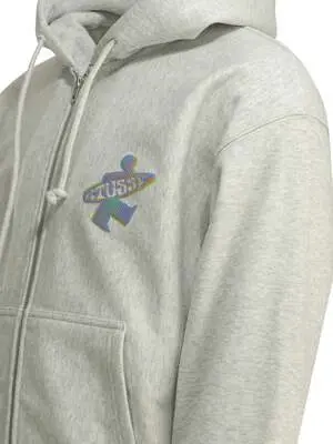 StÜssy Zip Up Hoodie With Embroidered Logo