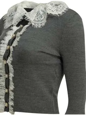 SELF-PORTRAIT Sweater With Lace Collar
