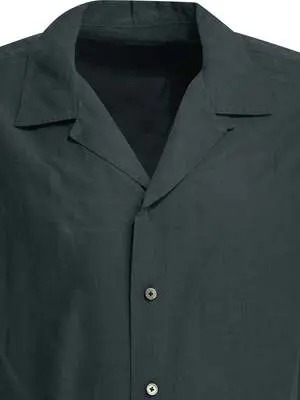 A.PRESSE Short Sleeve Silk Linen Camp Collar Shirt